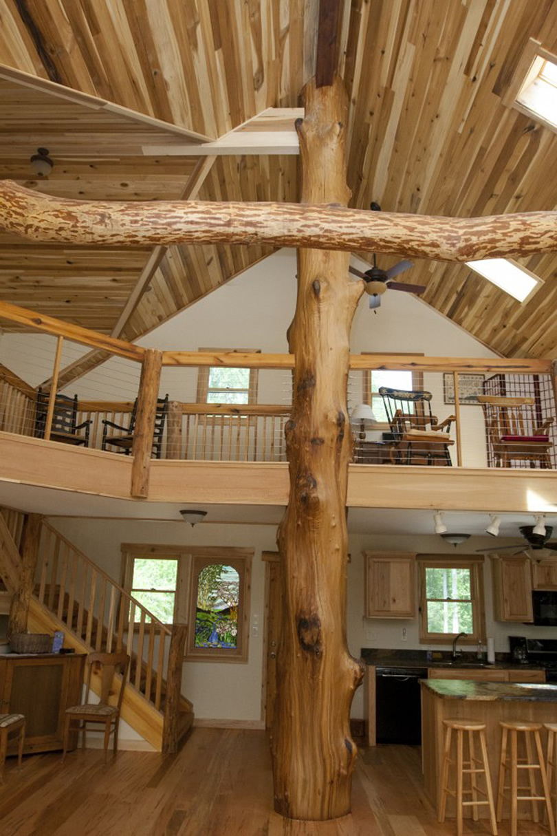 Wood for Ceiling and Giant Poplar Tree Milled On-site - Hickory Nut Forest